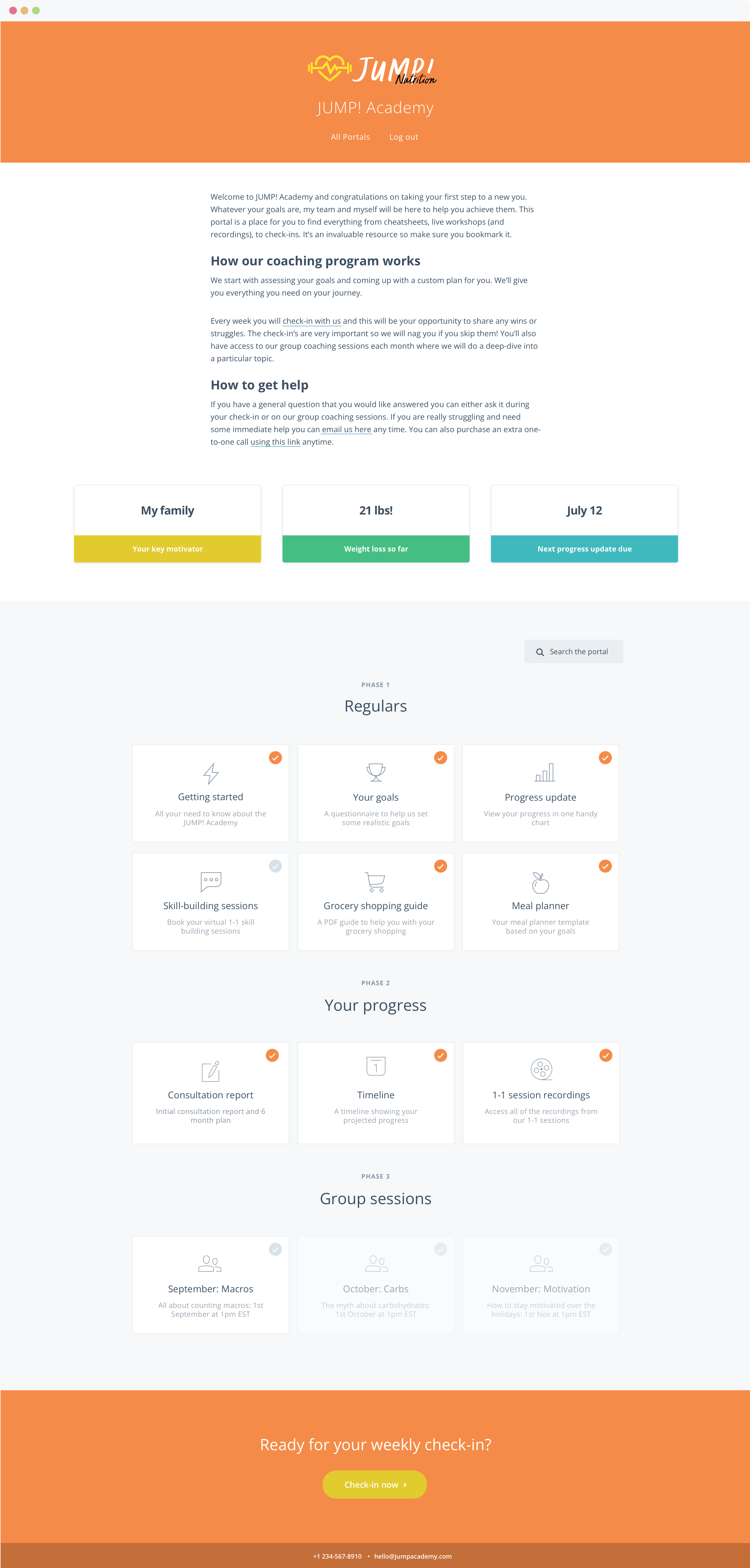 Example: Coaching Portal | Client Portal - Client Portal